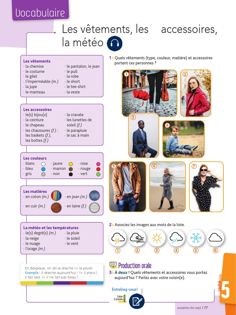 4) Vocabulaire - Vêtements, Accessoires Et Météo | Download Free PDF ...