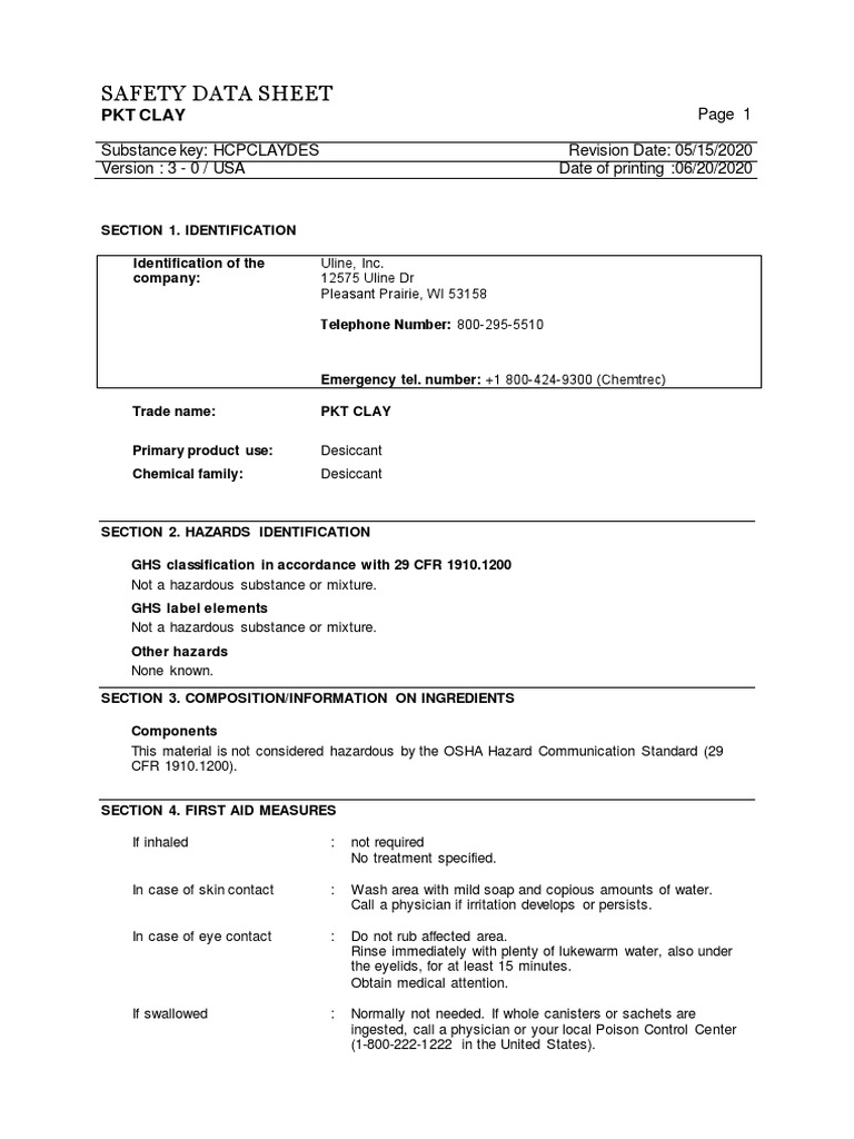 MSDS Desecante | PDF | Waste | Dangerous Goods