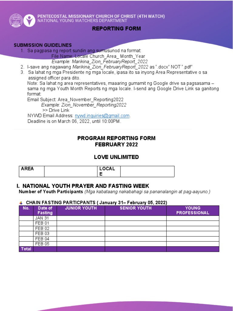 February 2022 Official Reporting Form | PDF