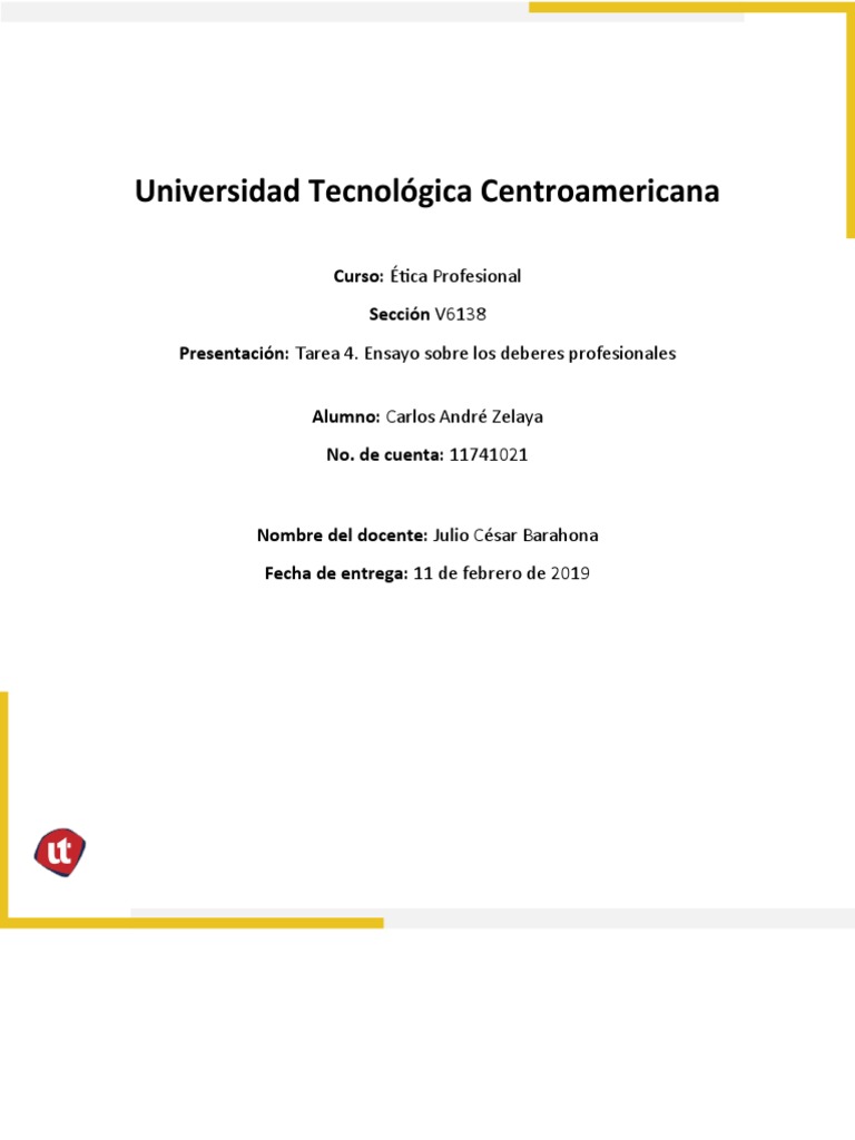 S4 Tarea 4 Ensayo Sobre Los Deberes Profesionales | PDF S4 Tarea 4 Ensayo Sobre Los Deberes Profesionales | PDF