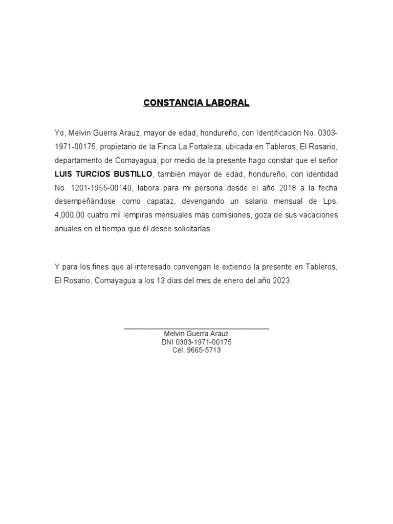 Constancia Laboral | PDF