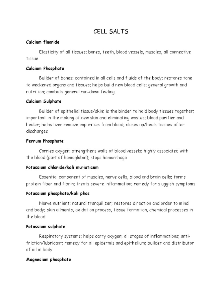 Cell Salts | PDF