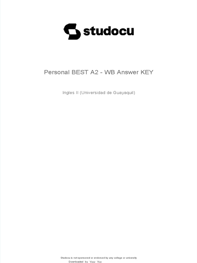 Personal Best A2 WB Answer Key | PDF