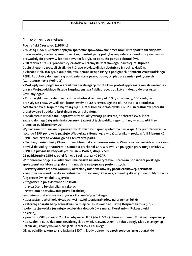 Polska W Latach 1956-1979 | PDF