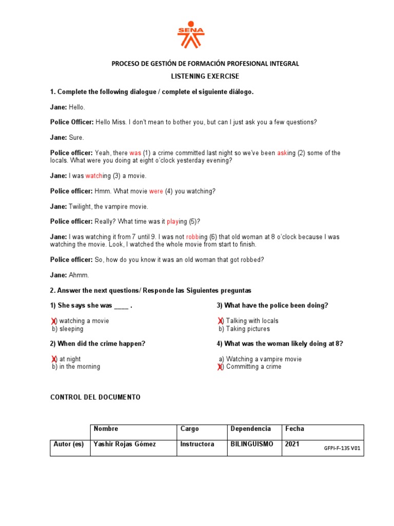 Listening Exercise - 794 Con Respuestas | PDF