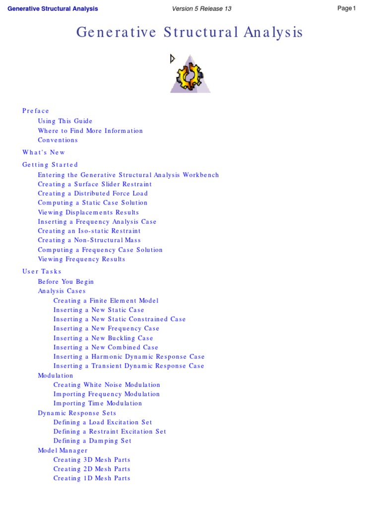 Catia v5 Structural Analysis | PDF | Structural Analysis | Icon (Computing)