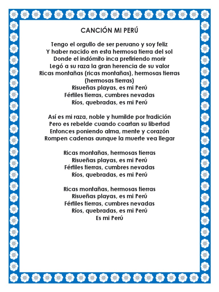 Letra de la Canción "Mi Perú" | PDF