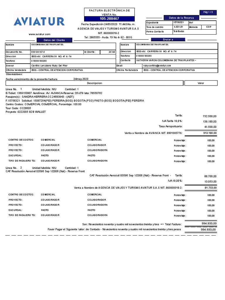 Ticket Sandra Herrera | PDF