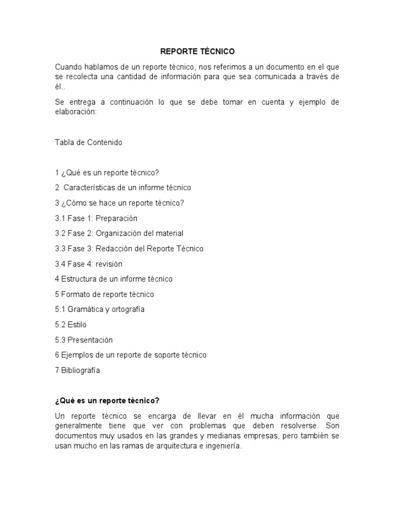 Cómo Hacer Un Reporte Técnico | PDF