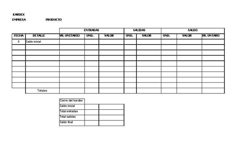 Formato KARDEX | PDF