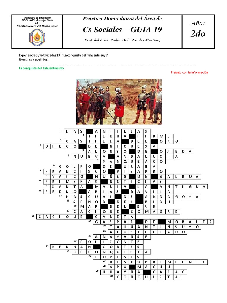 2° Ño Ficha 19 - La Conquista 1 | PDF | Imperio Inca | Francisco Pizarro