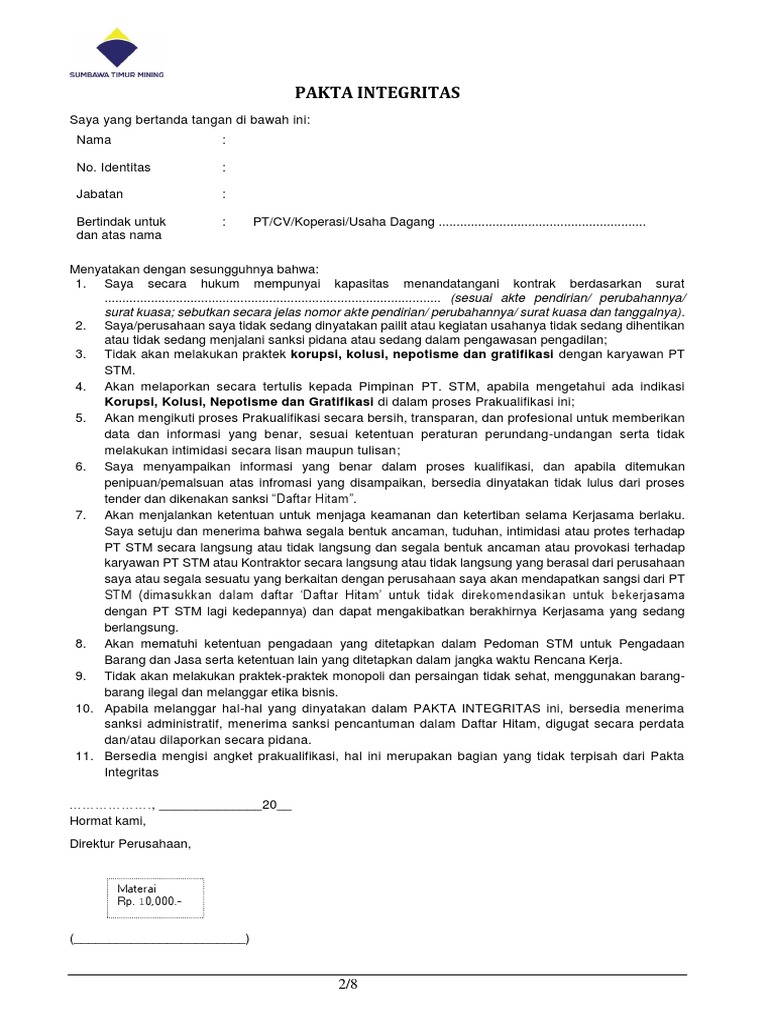 4. Pakta Integritas | PDF