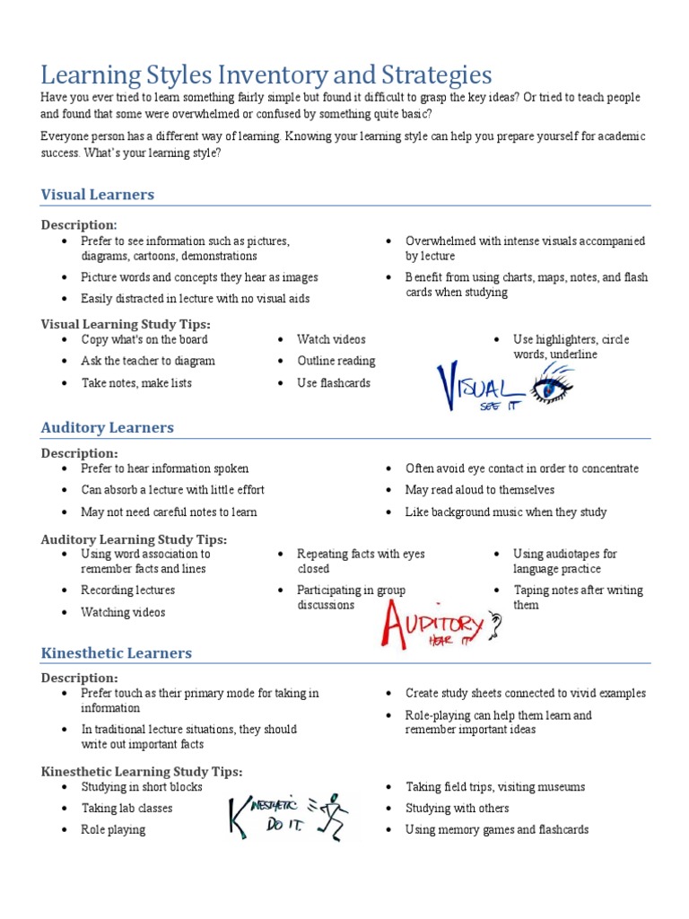 Learning Styles Inventory For HS Students | PDF | Learning Styles ...