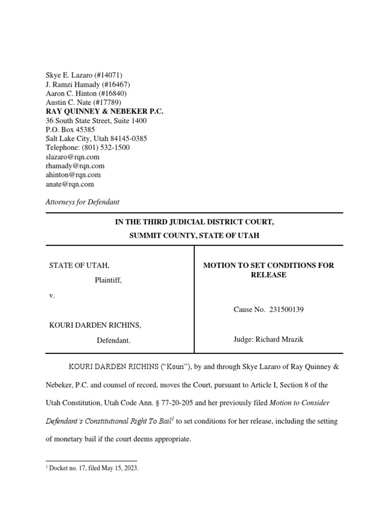 Motion To Set Conditions of Release | PDF