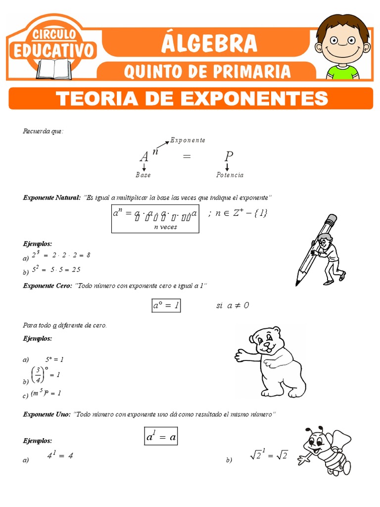 Ejercicios de Teoria de Exponentes para Quinto de Primaria | PDF ...