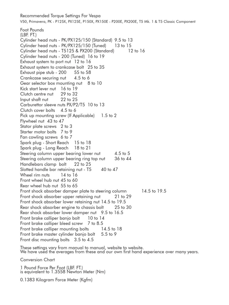 Torque Specs 12348 | PDF
