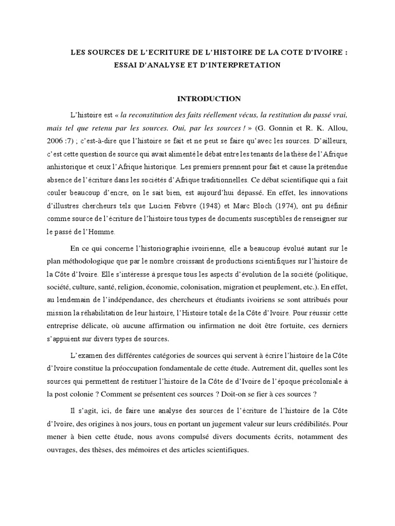 Les Sources de L'ecriture de L'histoire | PDF | Côte d'Ivoire | Historien
