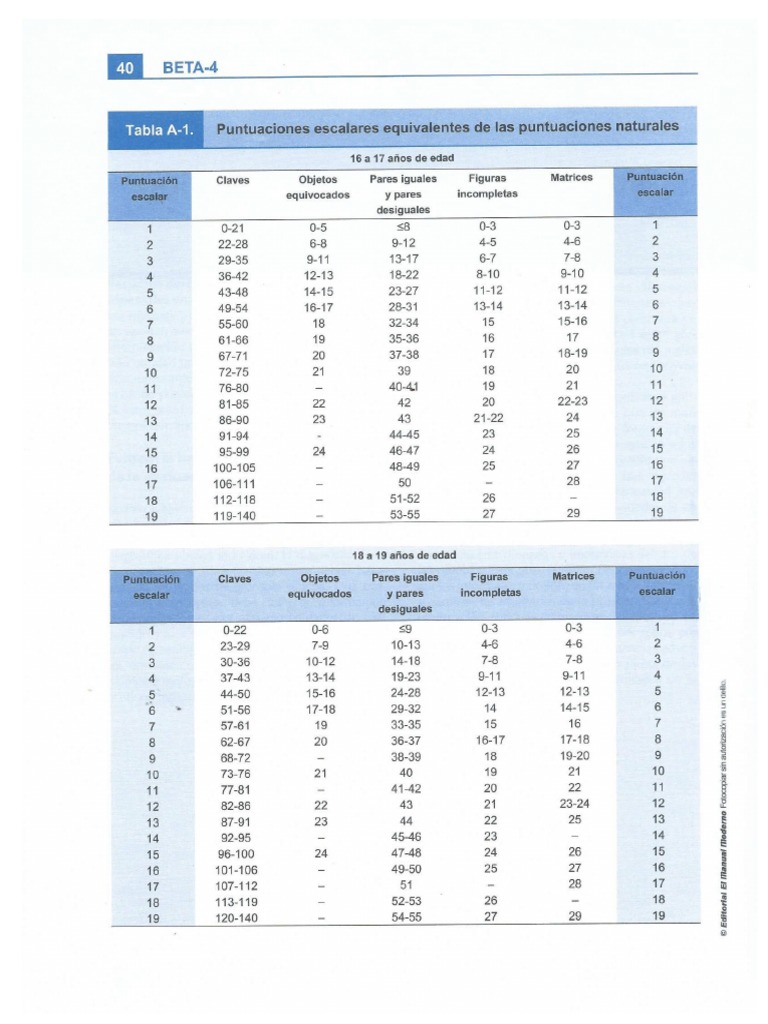 Puntajes y Valoración del CI Beta 4 | PDF