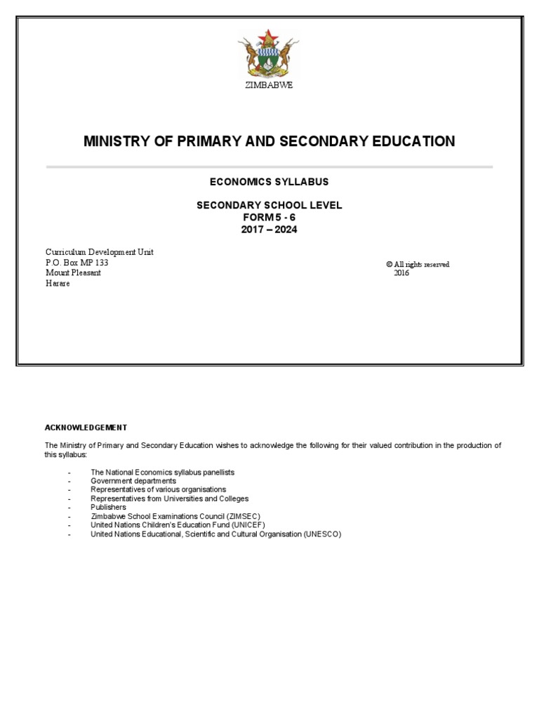 ECONOMICS FORM 5 AND 6 Syllabus Final-1 | PDF