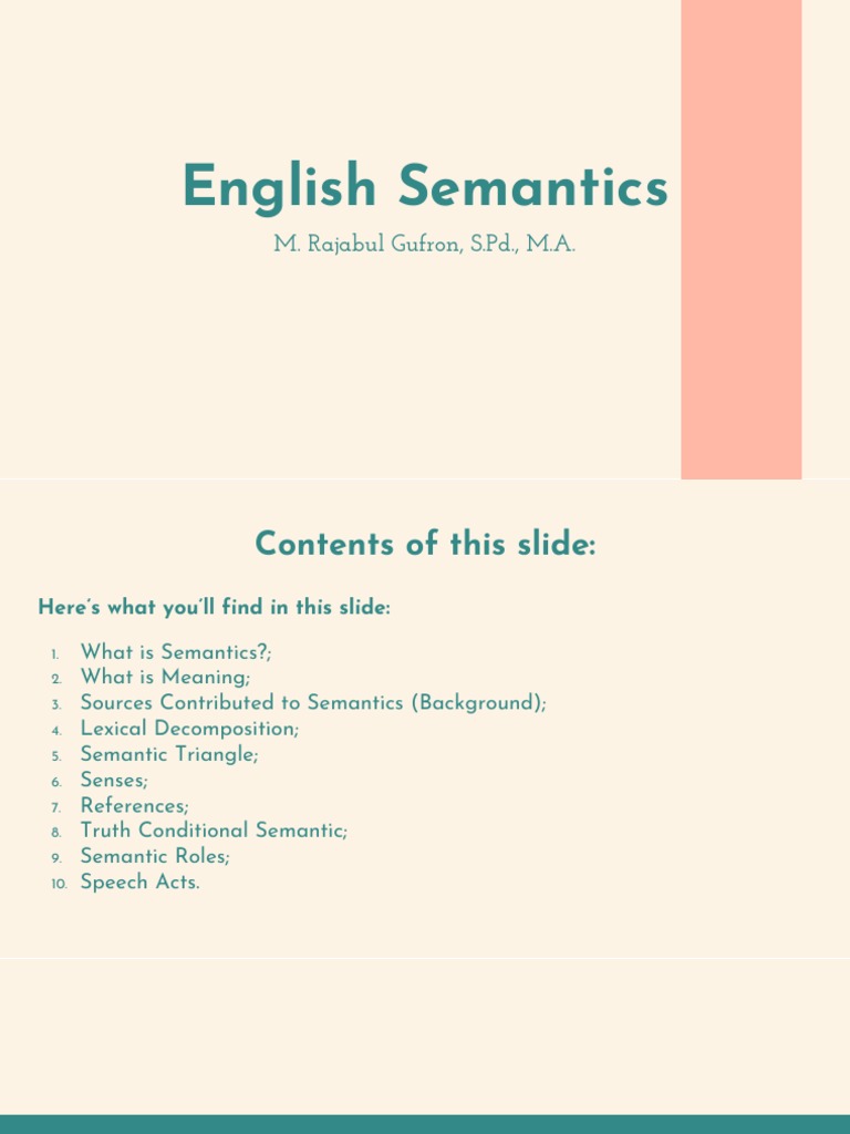 English Semantics | Download Free PDF | Logical Truth | Grammar