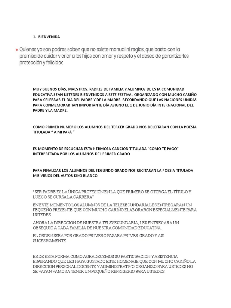 Programa Dia Del Padre y de La Madre | PDF | Poesía