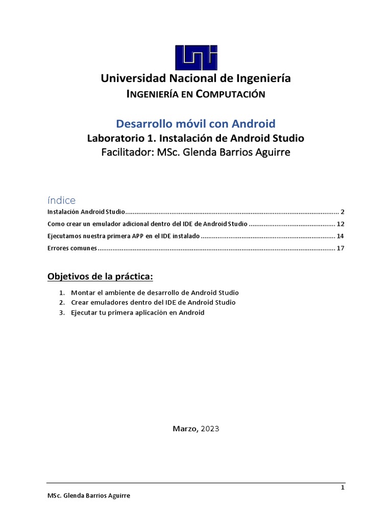 00.LAB1.Instalación.android.studio Electric Eel 2022.1.1 | PDF | Android (sistema operativo ...