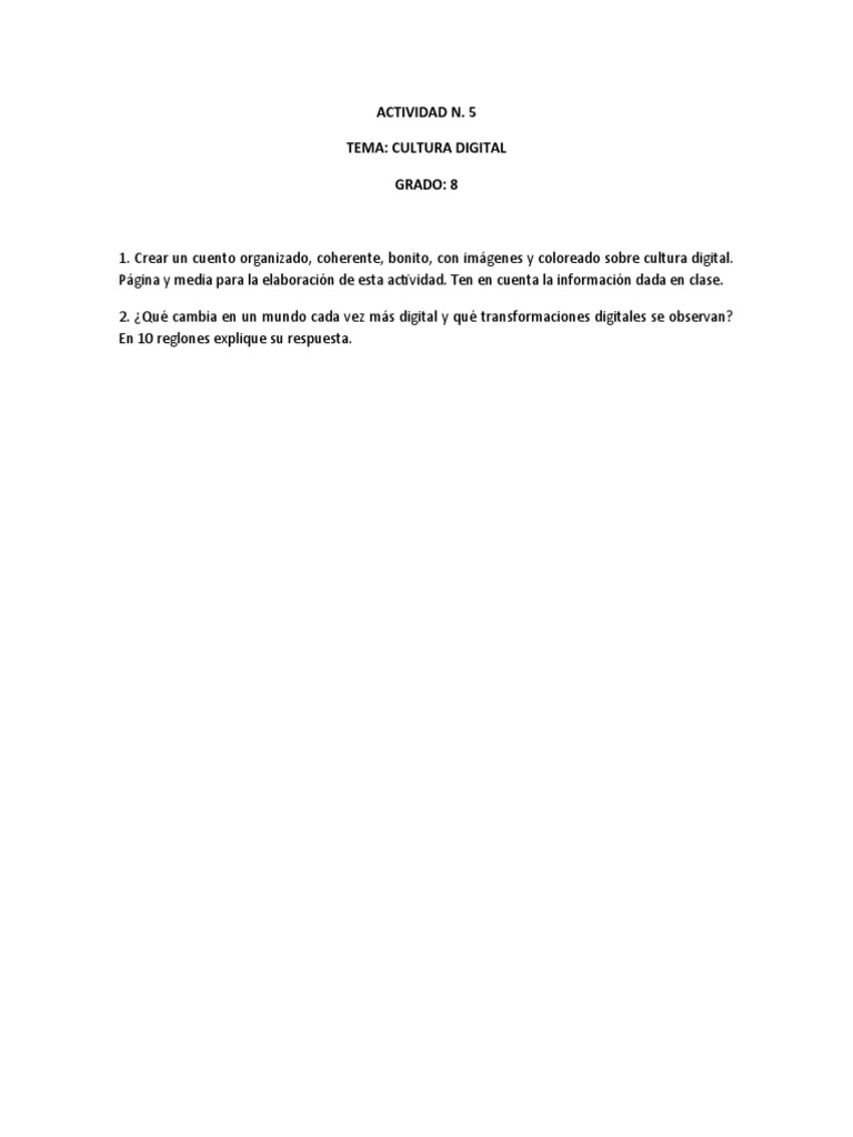 Actividad N 5. Cultura Digital | PDF