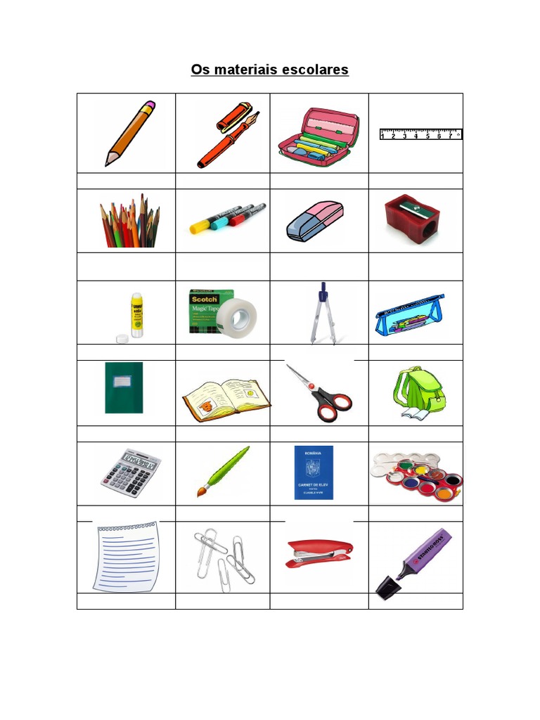 Material Escolar e Objetos de Sala de Aula | PDF