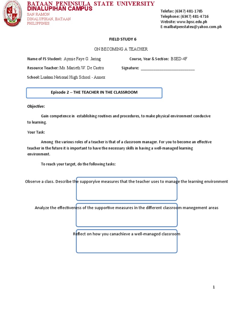 FS 6 Episode 2 | PDF | Classroom Management | Classroom