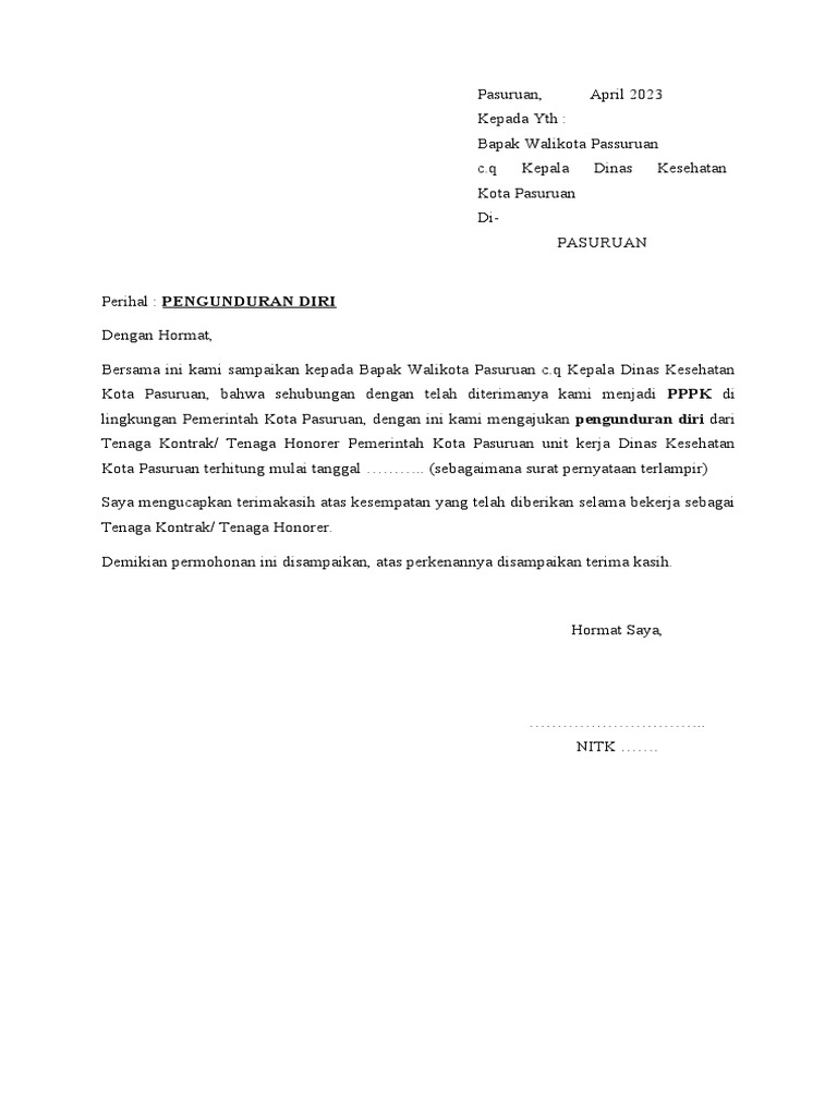 form surat pengunduran diri | PDF