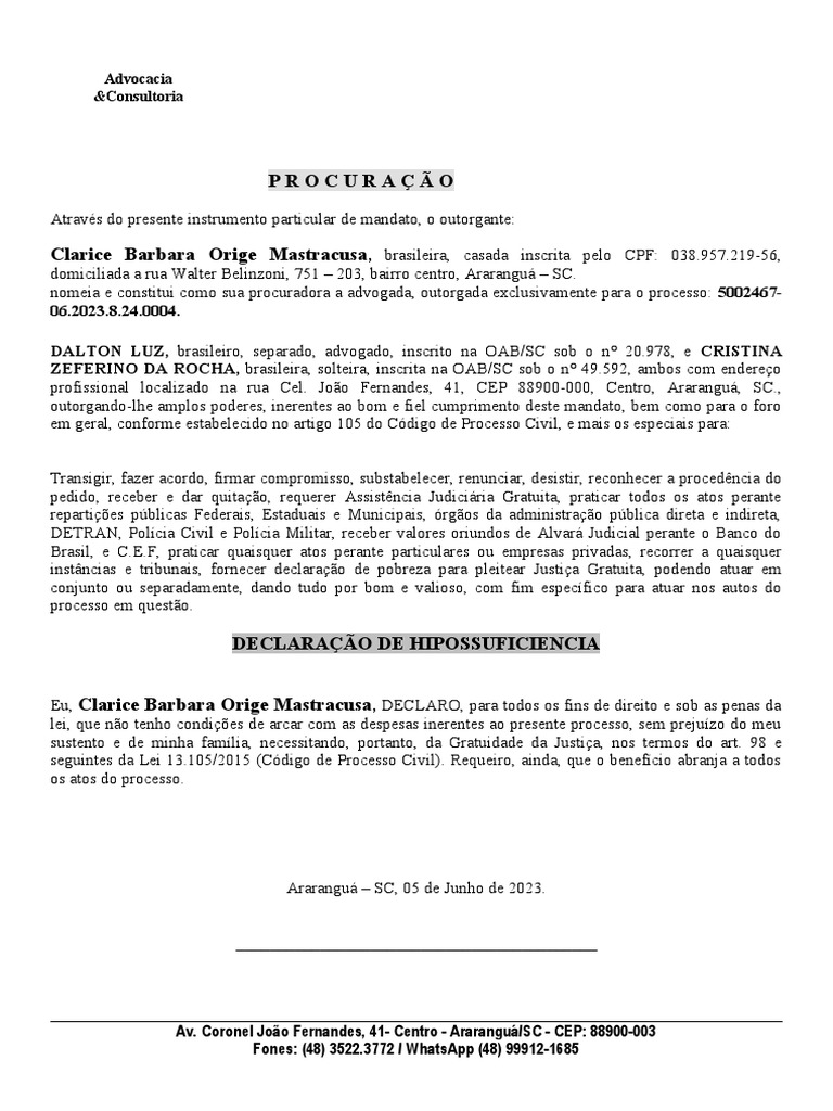Procurção e Dec de Hipo Juntas em Branco | PDF Procurção e Dec de Hipo Juntas em Branco | PDF