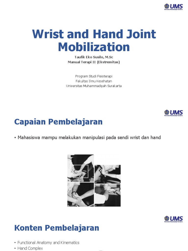 Wrist Hand Joint Mobilization Upd Pdf Hand Anatomical Terms Of Motion