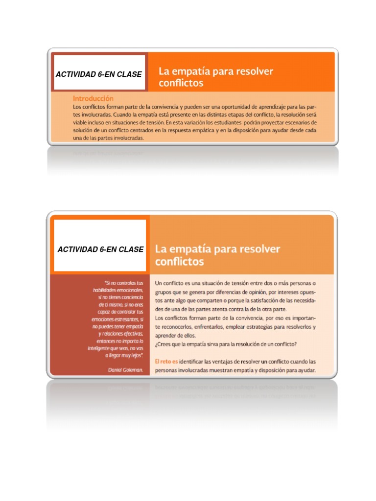 Actividad 6-En Clase-La Empatia para Resolver Conflictos | PDF ...