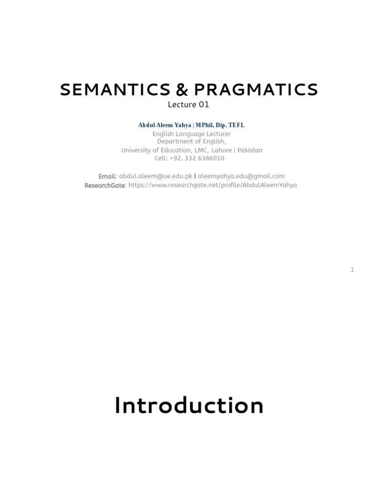 Semantics | PDF | Truth | Linguistics