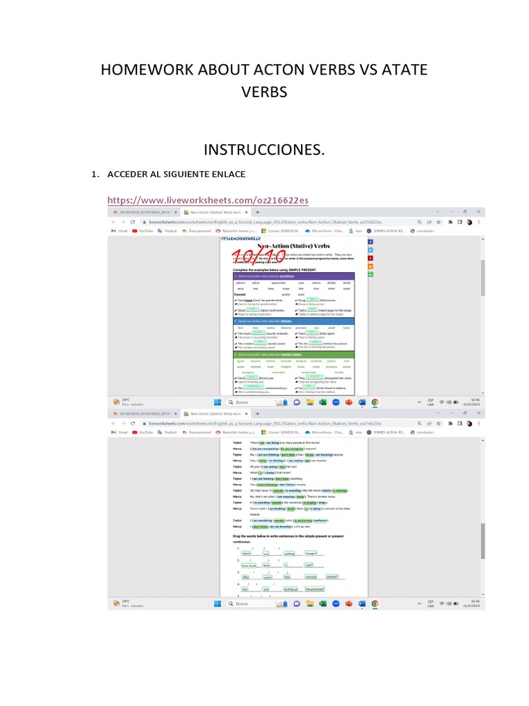 State Verbs Vs Action Verbs Pdf