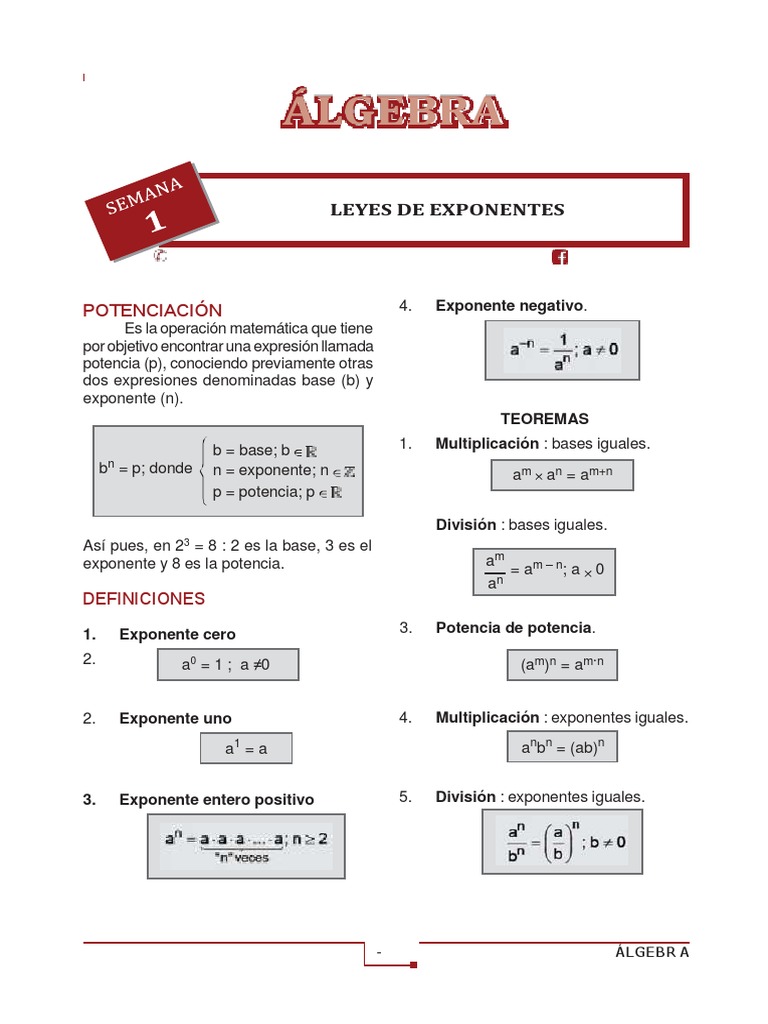 Álgebra | PDF | Factorización | Exponenciación