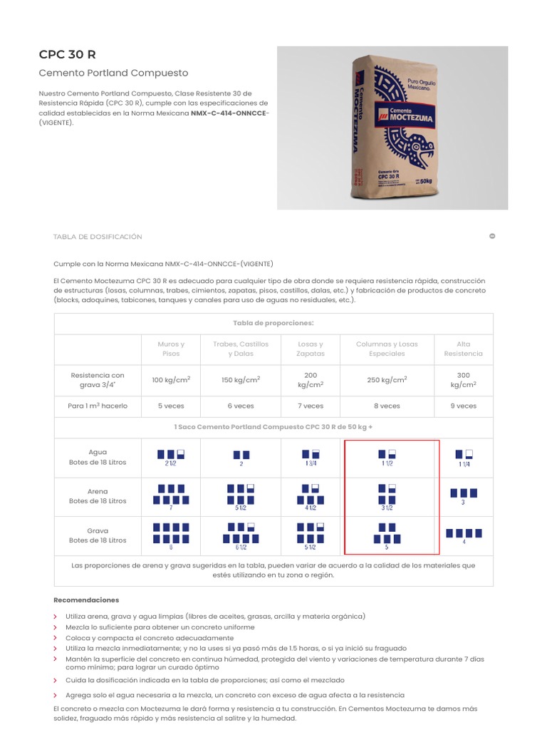CPC 30 R - Productos - Cemento - Cemento y Concreto Moctezuma | PDF ...