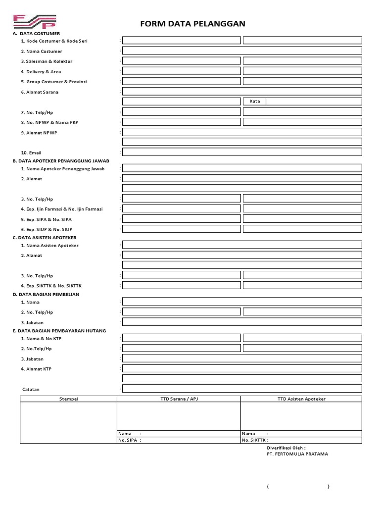 FORM DATA PELANGGAN BARU 2 FINAL2 | PDF