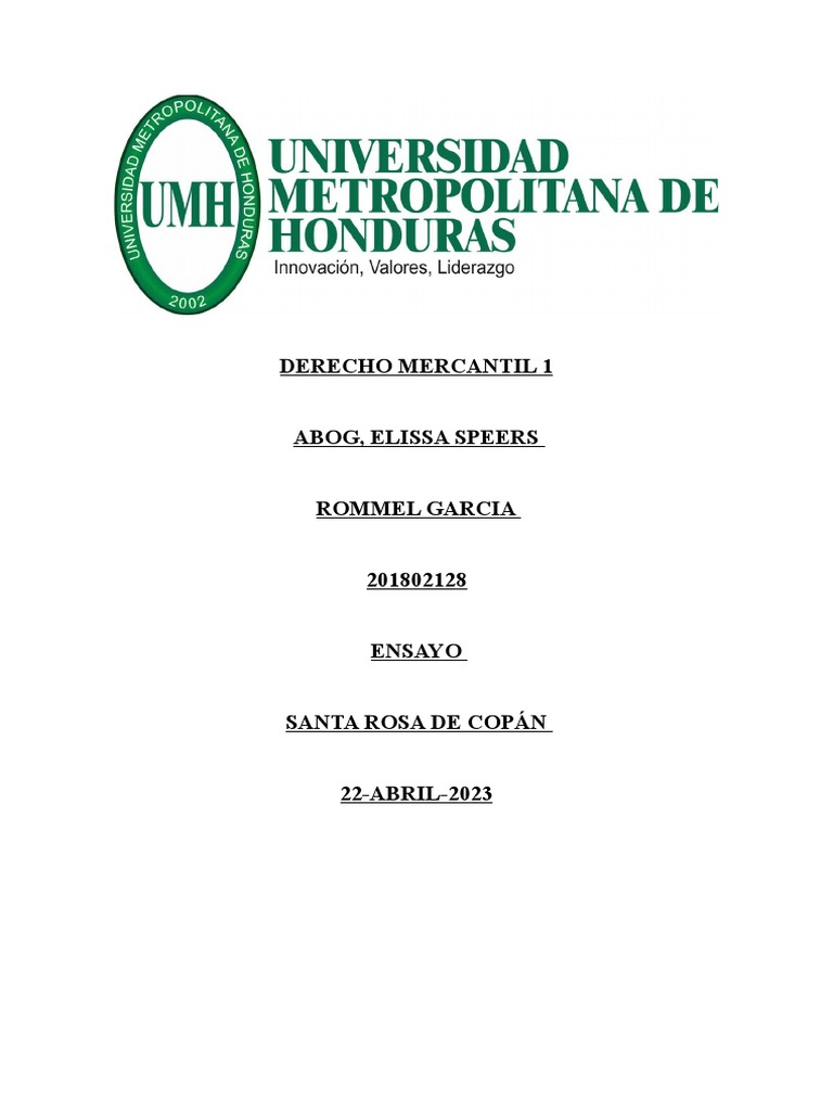 Ensayo Derecho Mercantil 1 | PDF