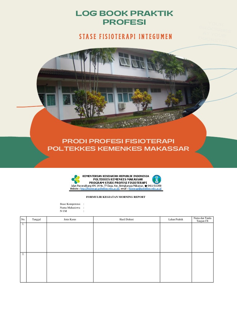 Log Book Praktik Fisioterapi Integumen 2021 | PDF