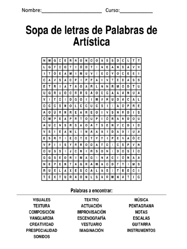Sopa de Letras Artística para Imprimir | PDF | Informática