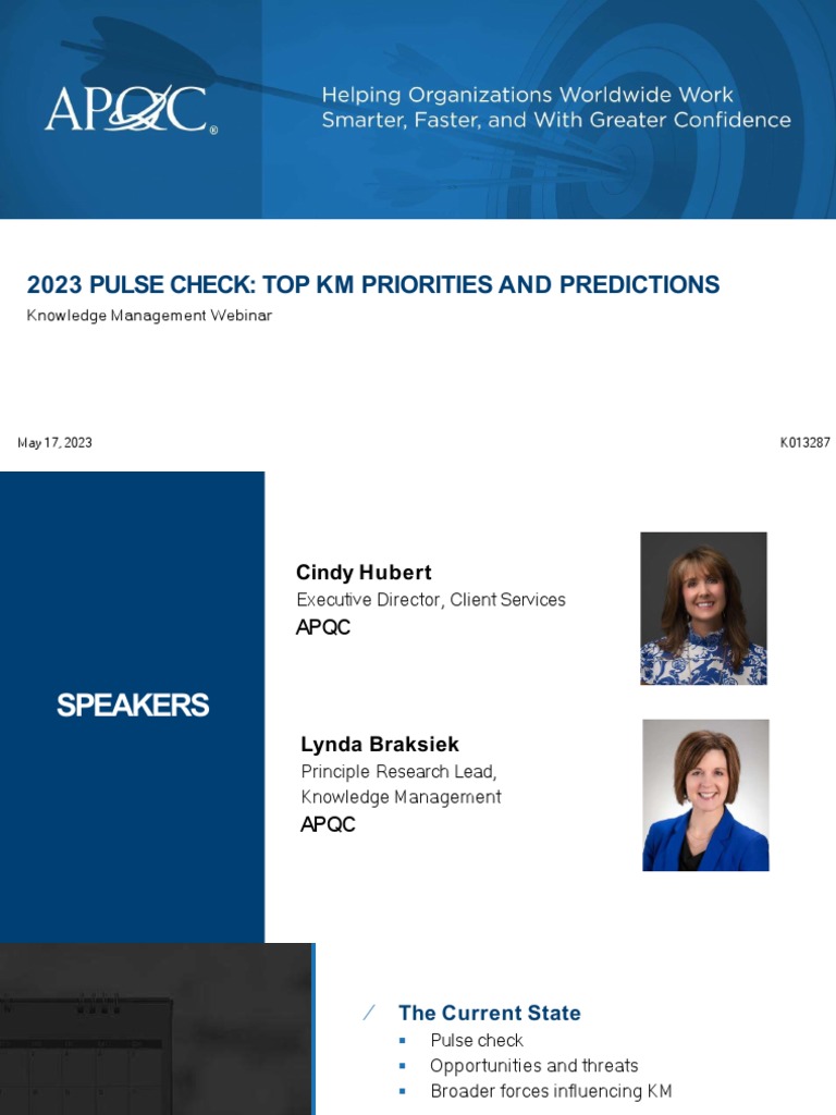 APQC - 2023 Top KM Priorities and Predictions - 170523 | PDF | Supply ...