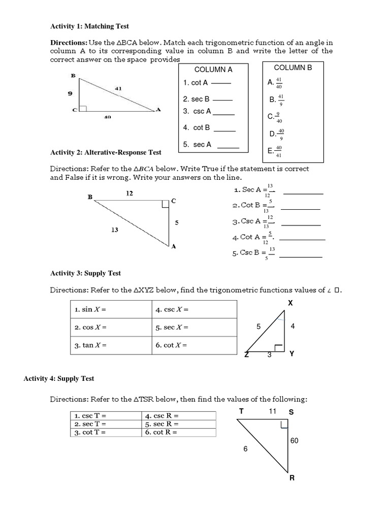 Quiz Sohcahtoa | PDF