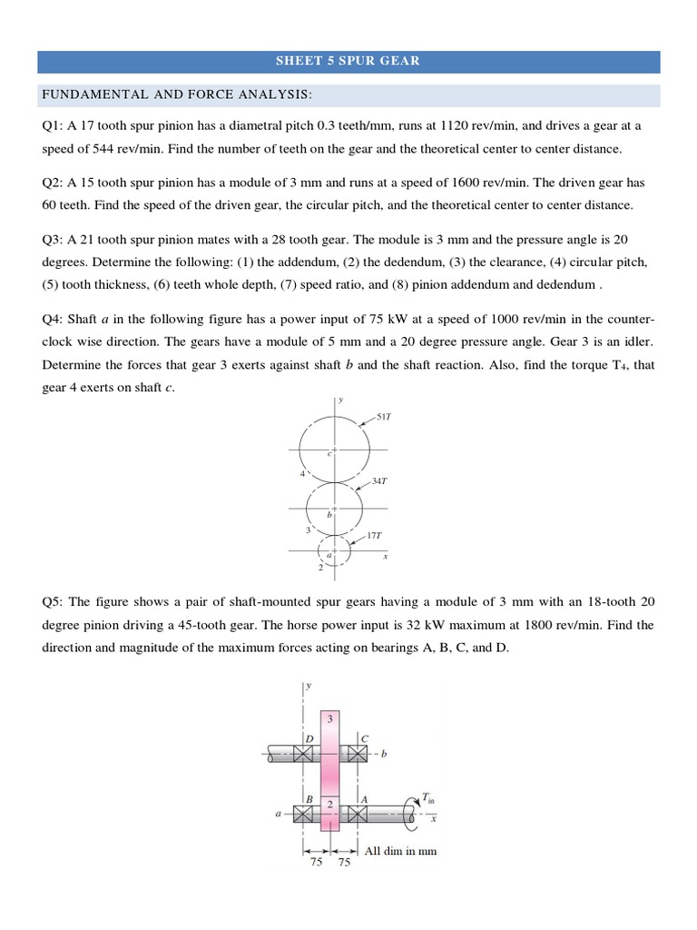 Sheet 5 Spur Gear | PDF