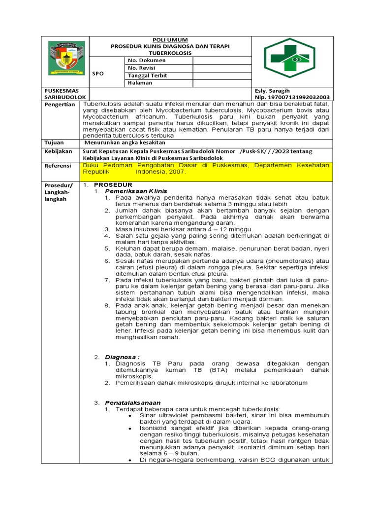 Sop Terapi TB | PDF