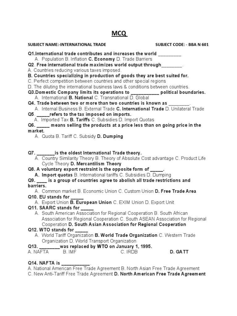 International Business MCQ | PDF