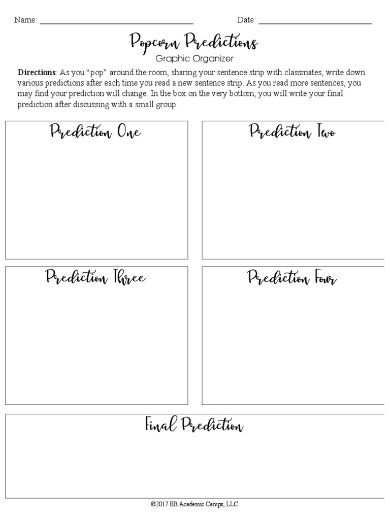 Popcorn Predictions Pre Reading Activity | PDF