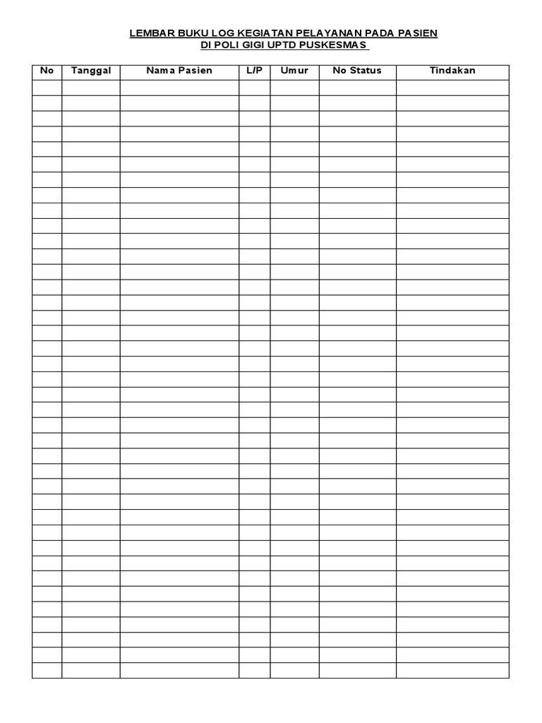 Ini Lembar Buku Log Kegiatan Pelayanan Pada Pasien | PDF