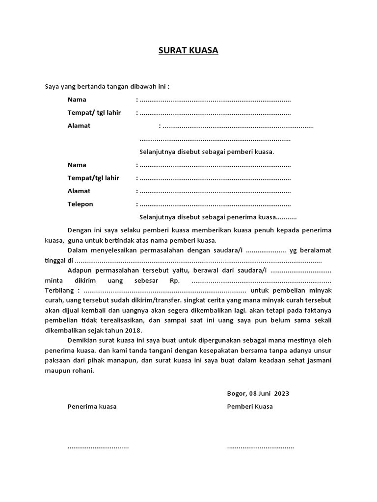 SURAT KUASA Cs | PDF