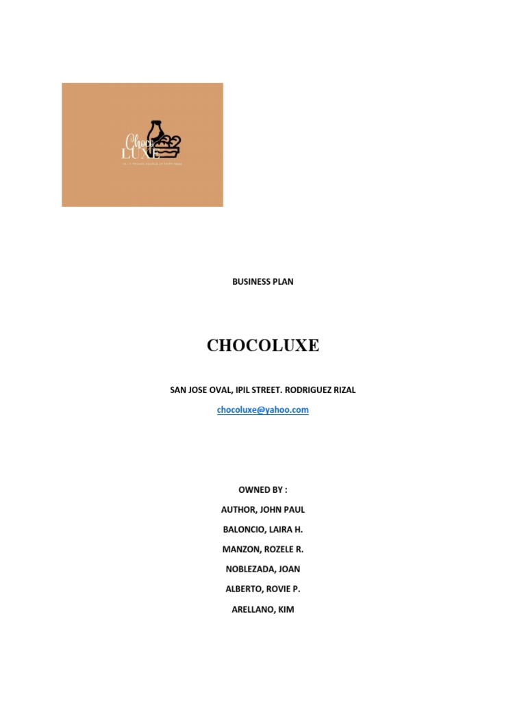 Business Plan Choco Luxe | PDF | Drink | Food And Drink